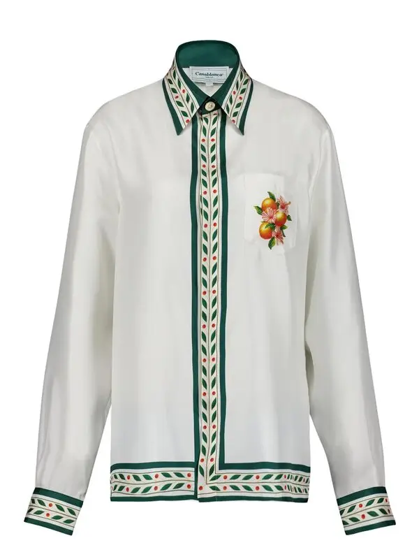 Casablanca Citrus Blossom Silk Shirt - White