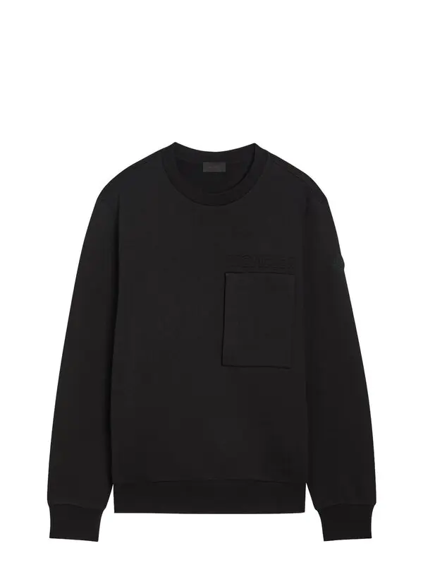 Moncler Embossed Logo Cotton Sweatshirt - Black