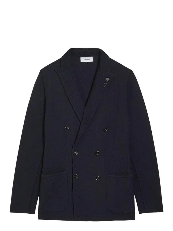 LARDINI Double-breasted Wool Blazer - Navy