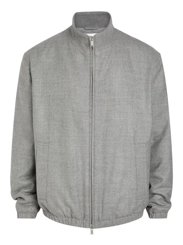 LARDINI High-neck Zip-up Stretch-wool Jacket - Grey