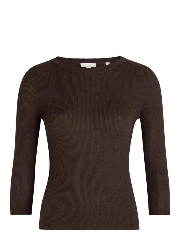 Vince Ribbed Cashmere And Silk-blend Top - Brown