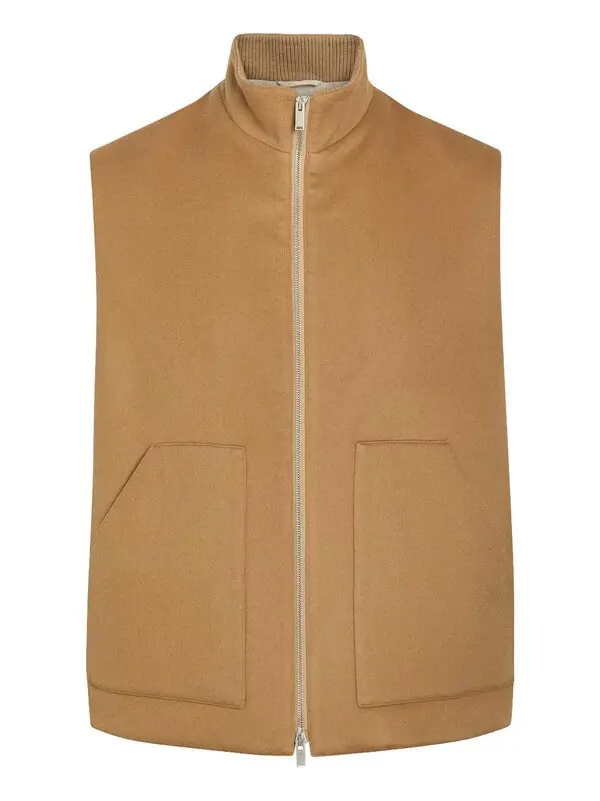 LARDINI Wool And Silk-blend Gilet - Beige