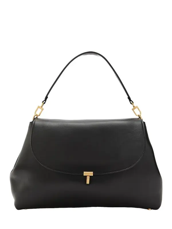 TOTEME T-lock Leather Satchel - Black