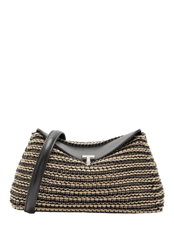 TOTEME T-lock Woven Leather Clutch - Black