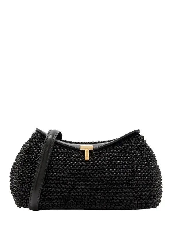 TOTEME T-lock Woven Leather Clutch - Black