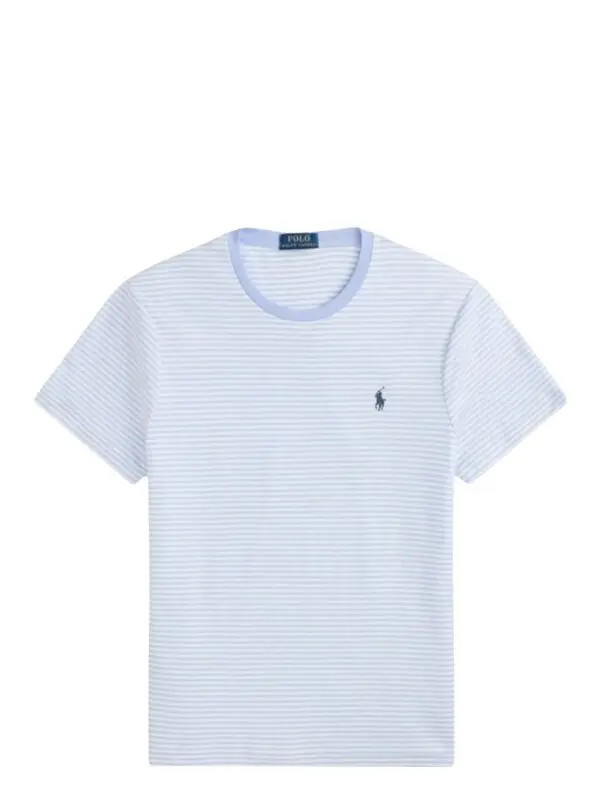 Polo Ralph Lauren Striped Embroidered-logo T-shirt - Blue