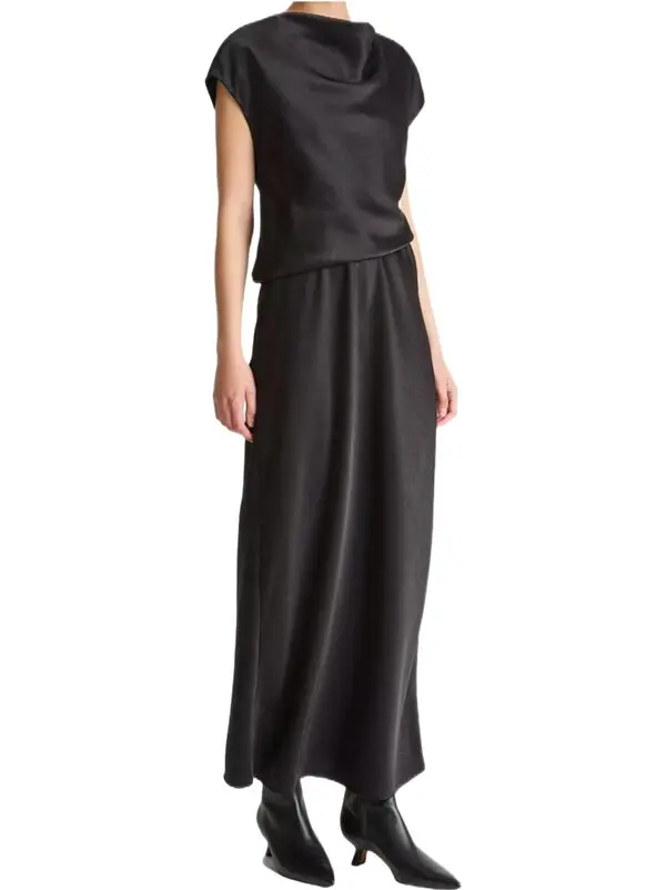 Vince Cowl Neck Belted Maxi Dress - Black