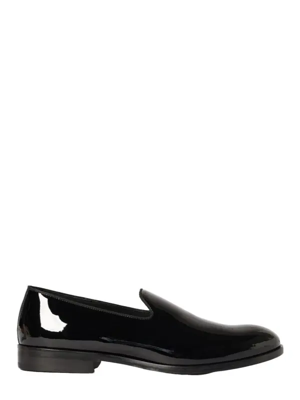 DOUCAL'S Logo Patent Leather Loafers - Balck