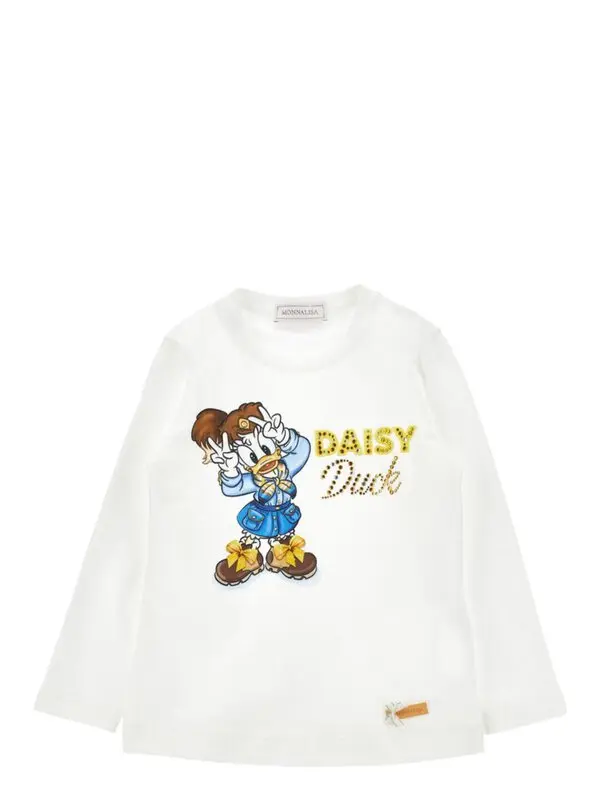 Monnalisa Daisy Duck Embellished Crewneck T-shirt - No