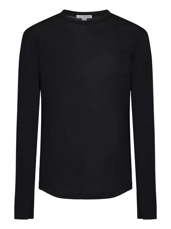 JAMES PERSE Shirttail Hem Crewneck T-shirt - Black