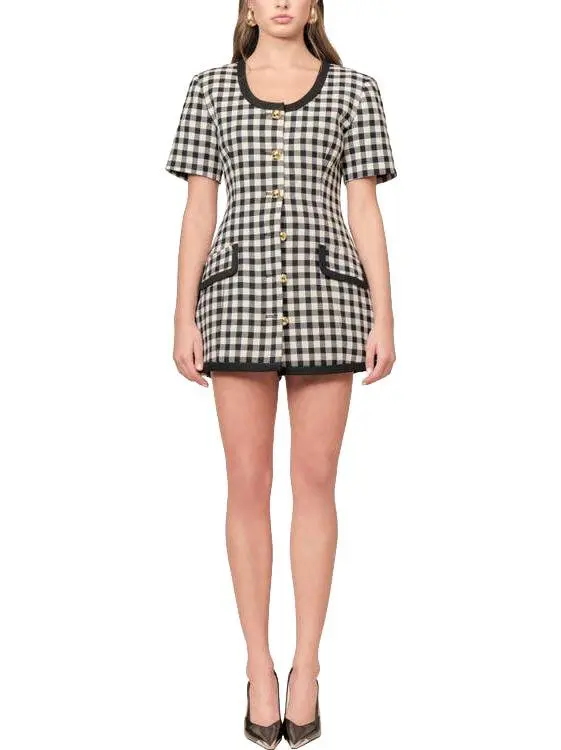 MAUDE CLUB Frances Gingham Wool Jacket - Black Gingham