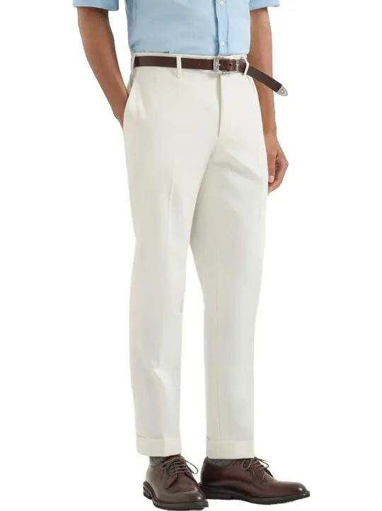 Brunello Cucinelli Cotton And Virgin Wool Gabardine Trousers - Panama