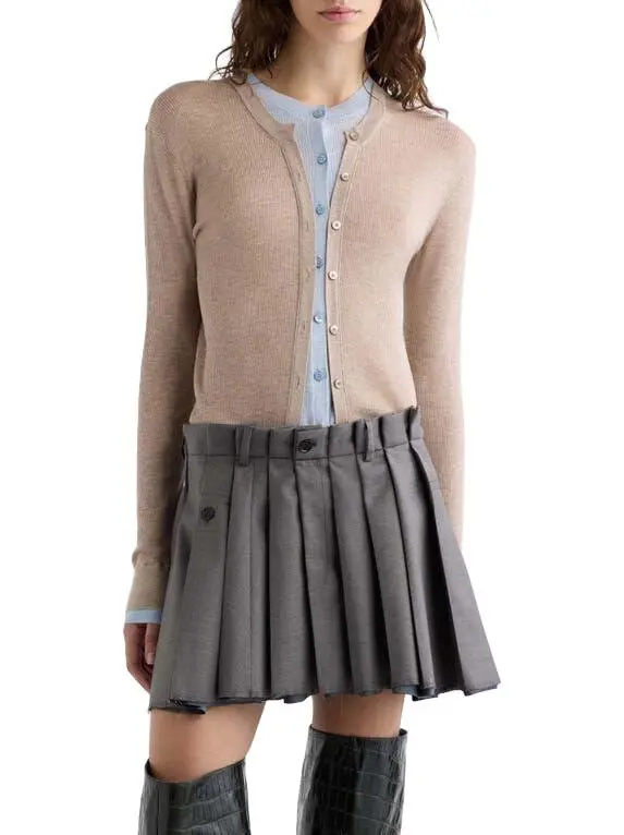 Acne Studios Kalet Silk & Wool Cardigan - Beige/light Blue