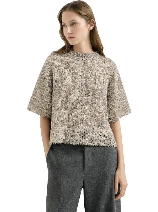 Brunello Cucinelli Mohair Wool Craquelé T-shirt - Silver