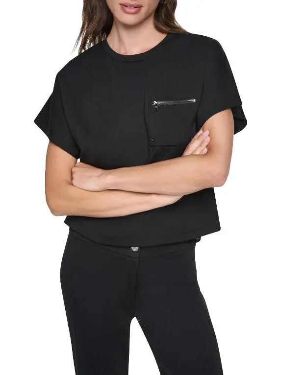 Dkny Dolman Sleeve T-shirt With Zip Pocket - Black