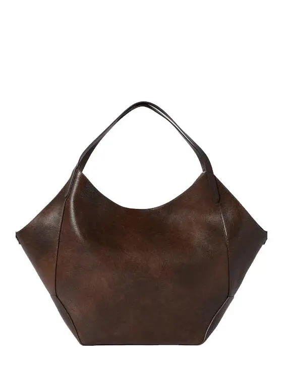 Brunello Cucinelli Reversible Duo Shopper In Lizard-effect Calfskin - Rust Brown