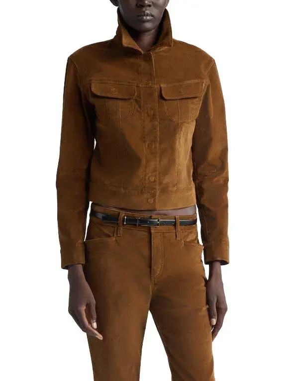 TOM FORD Stretch Cotton Velvet Western Jacket - Tobacco