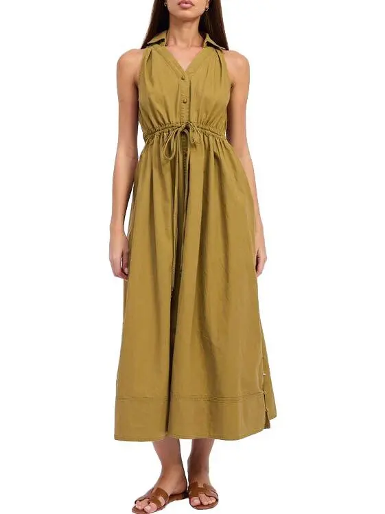 EN SAISON Elin Cotton Midi Dress With Drawcord Waist - Olive