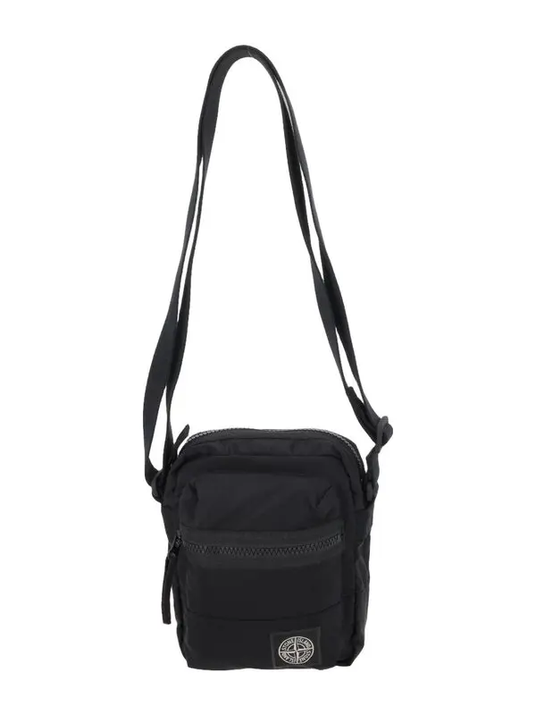 Stone Island Metallic Nylon Crossbody Bag - Black