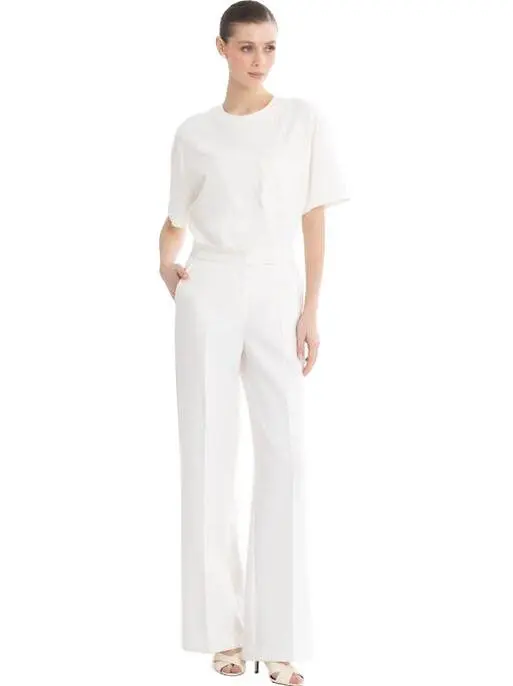 GIZIA Ecru Tailored Straight-leg Trousers - Beige