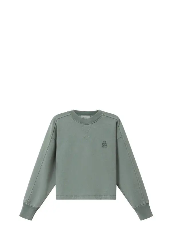 MARANT ETOILE Embroidered Cotton Fleece Sweatshirt - Sage
