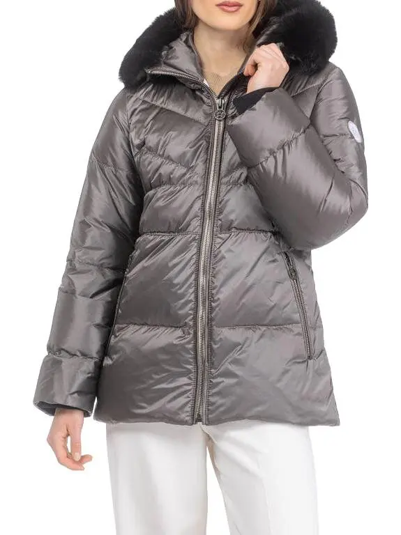 Gorski Après-ski Short Parka - Greige/black