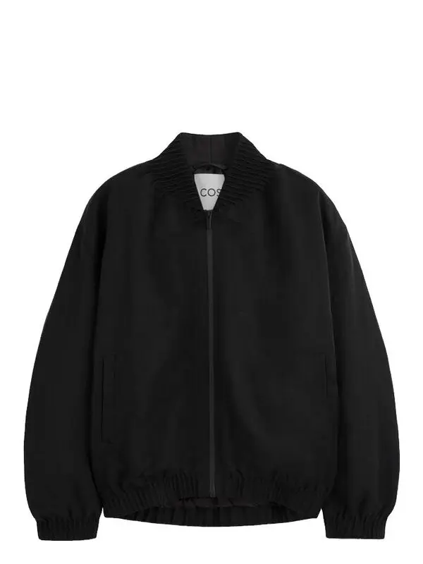 Cos Gathered Nylon Bomber Jacket - Black