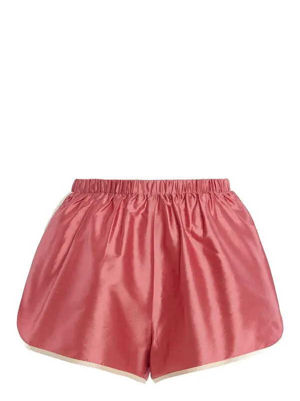 Donni. Striped Silk Taffeta Mini Shorts - Red