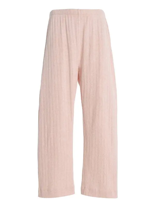 LESET Pointelle-knit Cotton Crop Wide-leg Pants - Pink