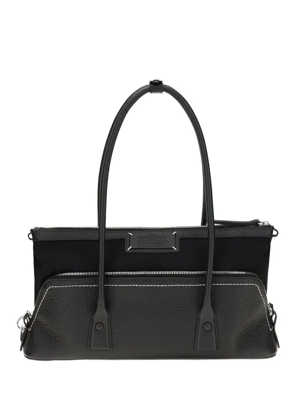 MAISON MARGIELA 5ac Shoulder Bag In Leather With Logo - Black