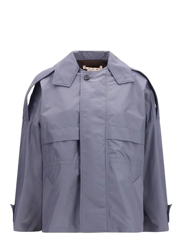 Marni Textured Nylon Jacket With Drawstring Waist - Grey