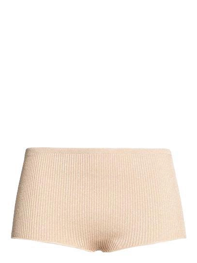 ROBERTO COLLINA Ribbed Knit Metallic Hot Pants - Beige