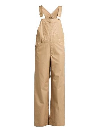 Herno Cotton Twill Overalls With Embroidered Logo - Beige