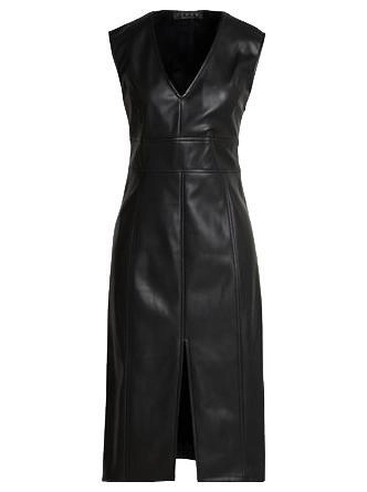 KAOS Bodycon Midi Dress With Plunge Neckline And Front Slit - Black