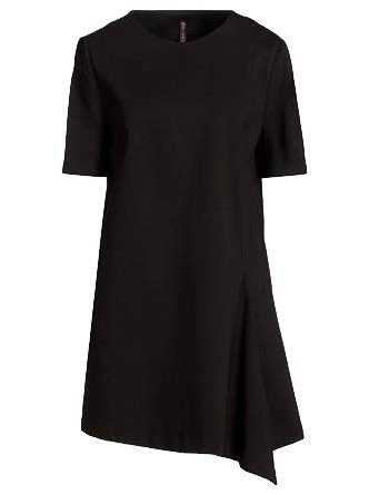 MANILA GRACE Asymmetrical Crewneck T-shirt Dress - Black