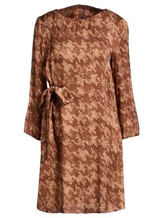 MANILA GRACE Viscose Mini Dress With Houndstooth Pattern - Brown