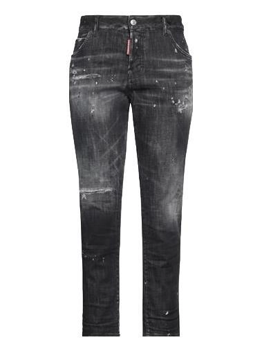 Dsquared2 Cotton Elastane Boyfriend Jeans With Leather Detail - Black