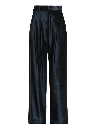 FORTE_FORTE Velvet High-waisted Straight-leg Pants - Blue
