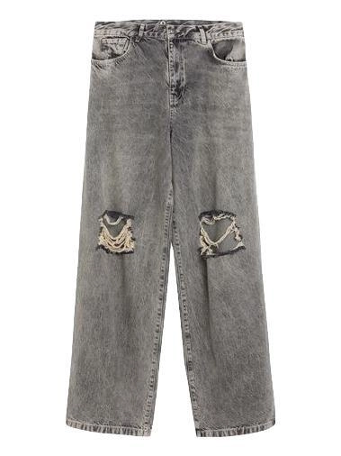 8PM Cotton Wide-leg Jeans - Grey