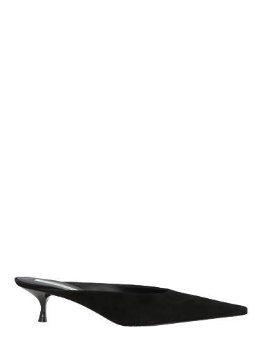 Victoria Beckham Suede Mules With Kitten Heel - Black