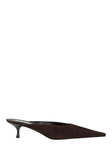 Victoria Beckham Suede Mules With Kitten Heel - Brown