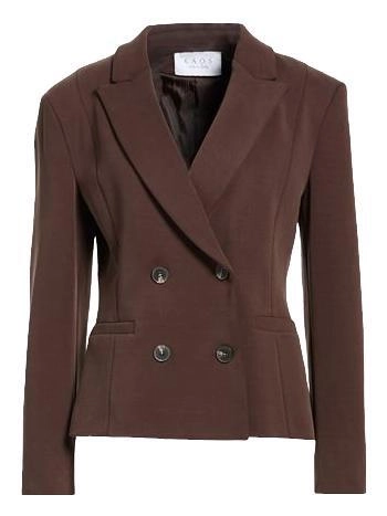 KAOS Dark Double-breasted Modal & Polyester Blazer - Brown
