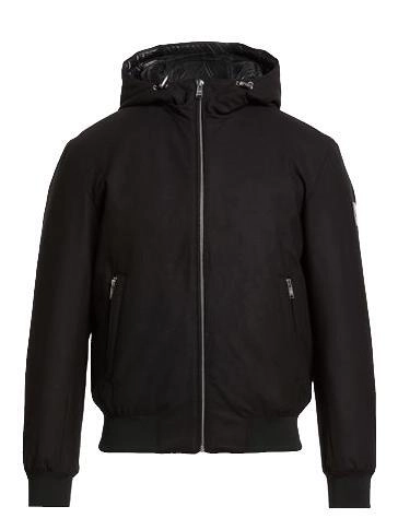 BOSS Virgin Wool Blend Bomber Jacket With Hood - Black
