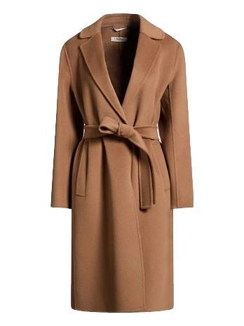 Max Mara Virgin Wool Belted Coat - Beige