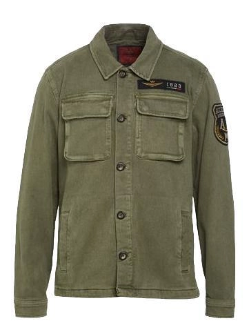 AERONAUTICA MILITARE Cotton Elastane Twill Overshirt With Appliqués - Green