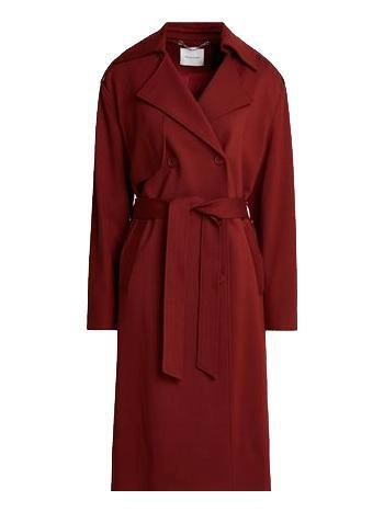 MANILA GRACE Double-breasted Trench Coat With Belt - Red