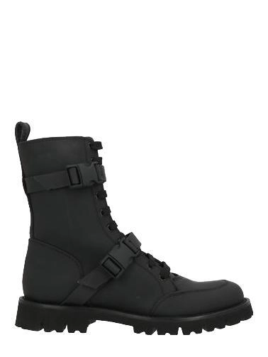BALDININI Calfskin Leather Combat Boots - Black