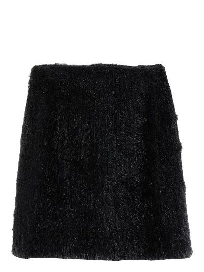 8PM Knitted Metallic Mini Skirt - Black