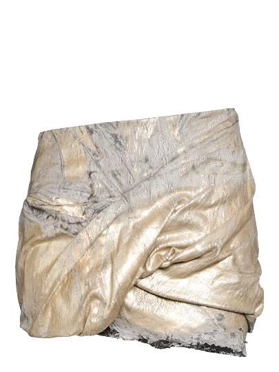 Rick Owens Metallic Flared Denim Skirt - Gold