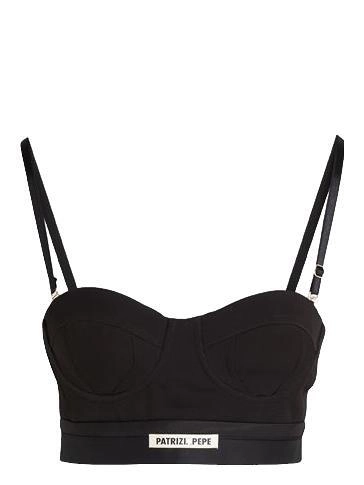 Patrizia Pepe Crop Top With Detachable Straps - Black